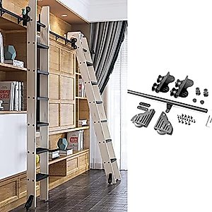 Sliding Ladder Rail Hardware Track Kit | Sliding Barn Door Hardware Rolling Ladder Rail Sliding Rail Track Roller Closet Accessory, No Ladder (Size : 6.6ft/200cm Track Kit)