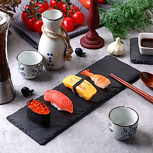 10 Pack Black Slate Charcuterie Board Black Slate Cheese Board Bulk Stone Plates with Natural Edge Slate Plates for Dried Fruit Dessert Appetizer Cake Fruit Meat Kitchen Dining Party (12 x 4 Inch)