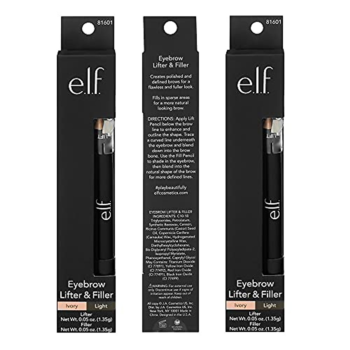 Pack of 3 e.l.f. Eyebrow Lifter & Filler, Ivory/Light 81601