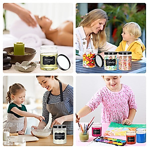 36Pcs 8oz Empty Plastic Jars with Screw On Lids, Pen and Labels Refillable Empty Round Slime Cosmetics Containers, Wide-Mouth Jar for Kitchen and Household Food Storage of Dry Goods, Makeup, Butter, Creams