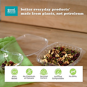 good natured 16 oz. 200 Pack - Multi-purpose Clamshell Package – 99% Plant-Based Clear Food Storage Containers – Lightweight To-Go Boxes - BPA - Free Food Packaging