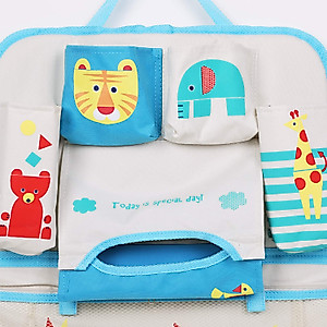 Cartoon Car Seat Back Organizers Large Capacity Car Seat Storage Bag Multifunctional Hanging Organizer Backseat Tissue Phone Water Bottle Storage Box Chair Back Stroller Hanging Bag Organizer Holder
