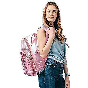 Feolaviy Clear Backpack Stadium Approved Backpack for Girls 3 Clear Stadium Backpack Set Heavy Duty Transparent Bookbag See Through PVC School Bag Transparent Backpack