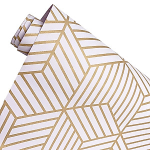 Yifely Golden Stripes Drawer Liner Self-Adhesive Shelf Covering Paper Waterproof Protect Furniture Countertop Surface 17.7 Inch by 9.8 Fee