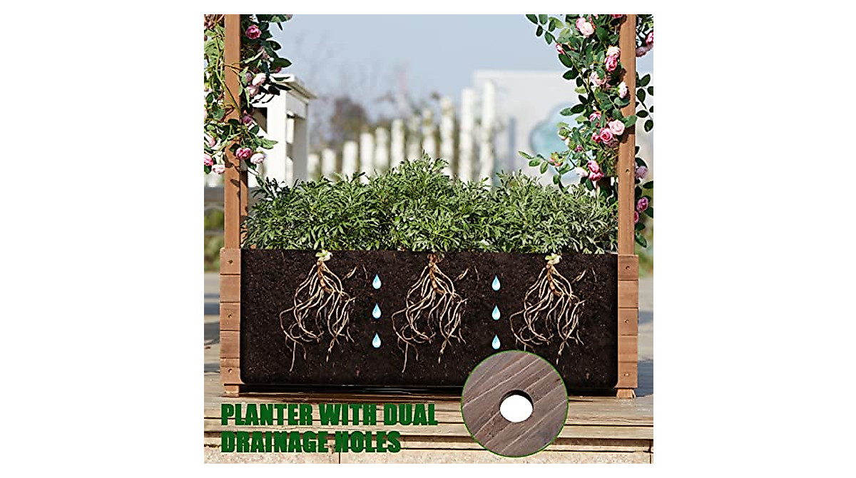 AMERLIFE 71" Wood Planter with Trellis for Climbing Plants
