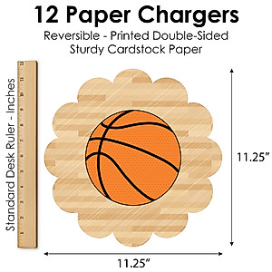 Big Dot of Happiness Nothin’ but Net - Basketball - Baby Shower or Birthday Party Round Table Decorations - Paper Chargers - Place Setting for 12