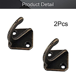 MroMax Wall Mounted Hook Robe Hooks Retro Style Square Single Clothes Hanger, Zinc Alloy, Bronze Tone 2pcs