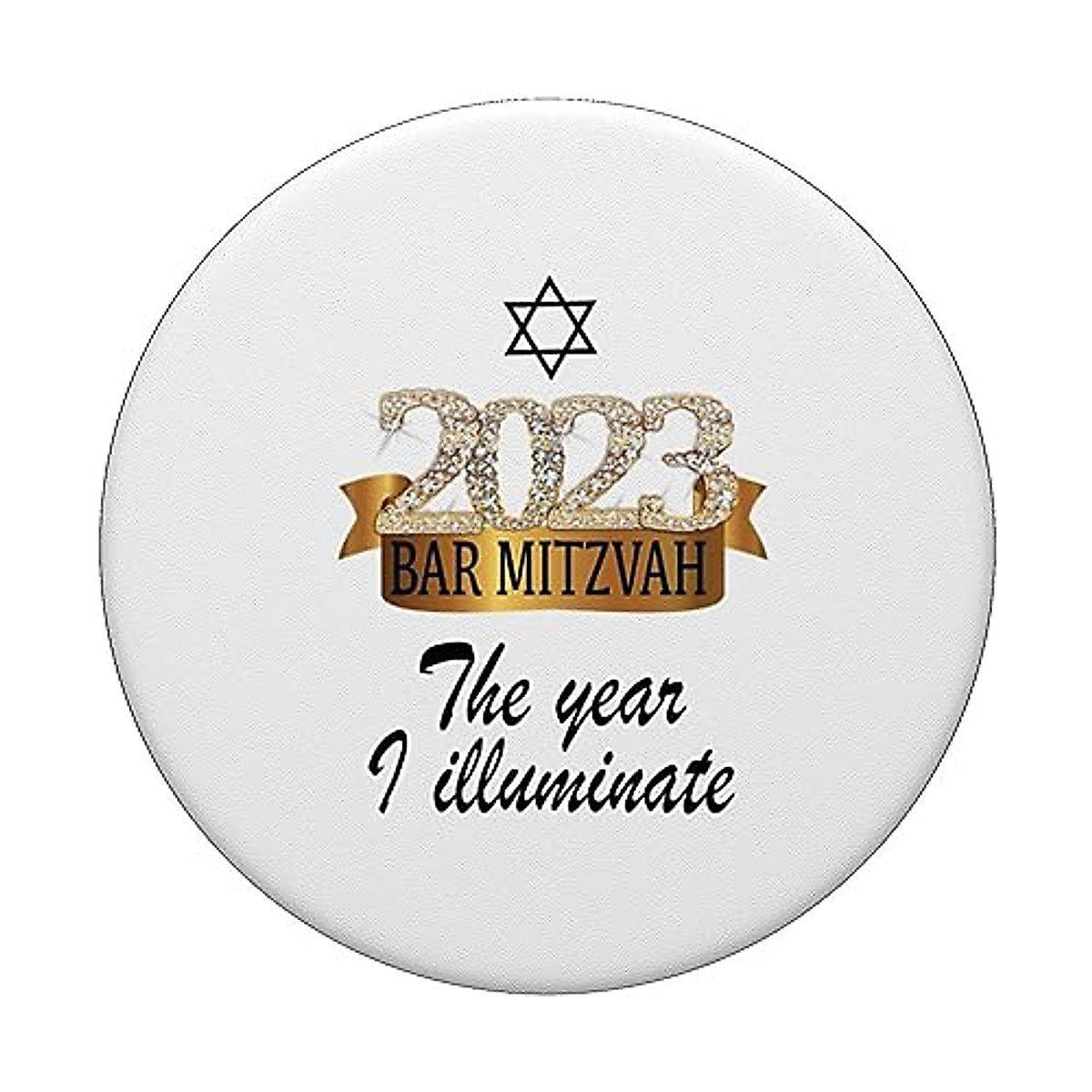 2023 Bar Mitzvah Quote Festive White Yellow Decor PopSockets Standard PopGrip