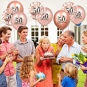 50th Birthday Balloons 18 Pcs Rose Gold Happy 50th Birthday Latex Balloons Confetti Balloons for Men Women 50th Anniversary Birthday Party Decorations Rose Gold Balloons Birthday Decor Supplies12 inch