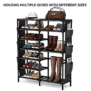 Tribesigns 7 Tiers Shoe Rack 24-30 Pairs Shoe Storage Organizer Non-woven Shoe Shelf Boots Organizer