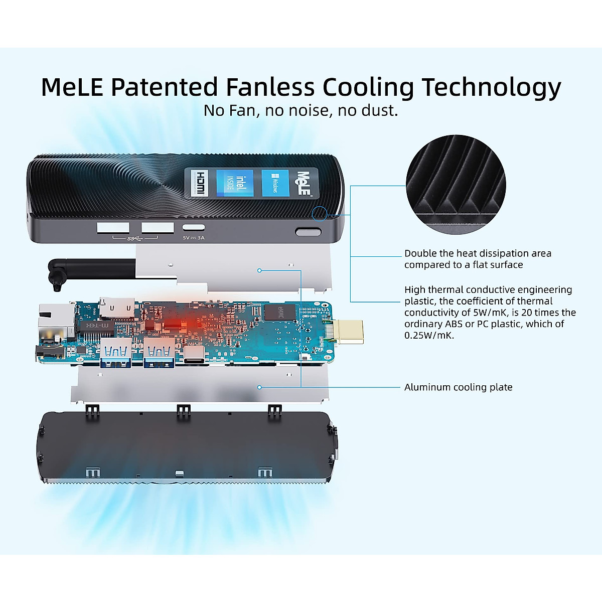MeLE PCG02 Mini PC Stick Fanless Windows 11 Pro J4125 8GB/256GB, Mini Computer Stick HDMI 4K 2.4G/5G Wi-Fi 5 BT4.2 Gigabit Ethernet Micro PC on Business Industrial IoT Digital Signage