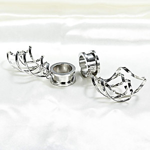 TBOSEN 2pcs Classic Double Linear Loops Design Twist Wave Dangling Ear Gauges for Women