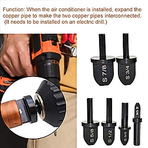 Swaging Tool Drill Bits, 6pcs Manual Copper Pipe Swaging Tool Drill Bit Set Portable Bearing Steel Repairing Set Include 7/8'', 3/4'', 5/8'', 1/2'', 3/8'', 1/4'' Bits