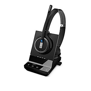 Sennheiser SDW 5066 (507024) - Double-Sided (Binaural) Wireless Dect Headset for Desk Phone Softphone/PC & Mobile Phone Connection Dual Microphone Ultra Noise Cancelling, Black