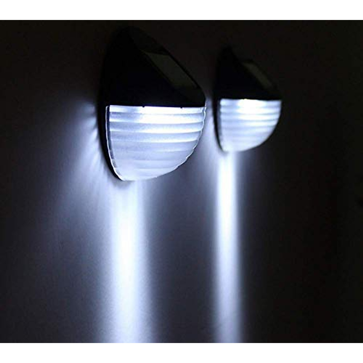 Lxcom Lighting Solar Powered Wall Lights 4 Pack Solar Power Fence Lights Outdoor Solar Stair Lights 2 LED Step Light Wall Mount Garden Path Step Lights for Garden Fence Walkways Stairways Path Pathway