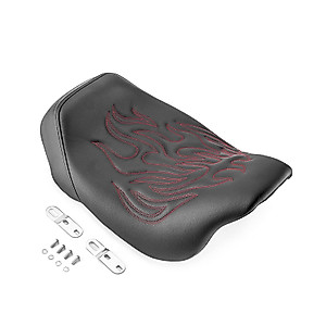 Mofun Solo Driver Seat Compatible with Harley Touring Street Road Electra Glide Road King Bagger Dresser 2008-2023, Red Flame