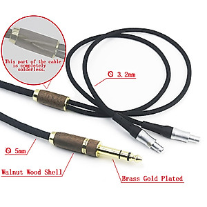 NewFantasia 6N OCC Copper Silver Plated Upgrade Audio Cable Compatible with Sennheiser HD800, HD800S, HD820 Headphones with 3.5mm Male and 6.3mm Adapter Walnut Wood Shell