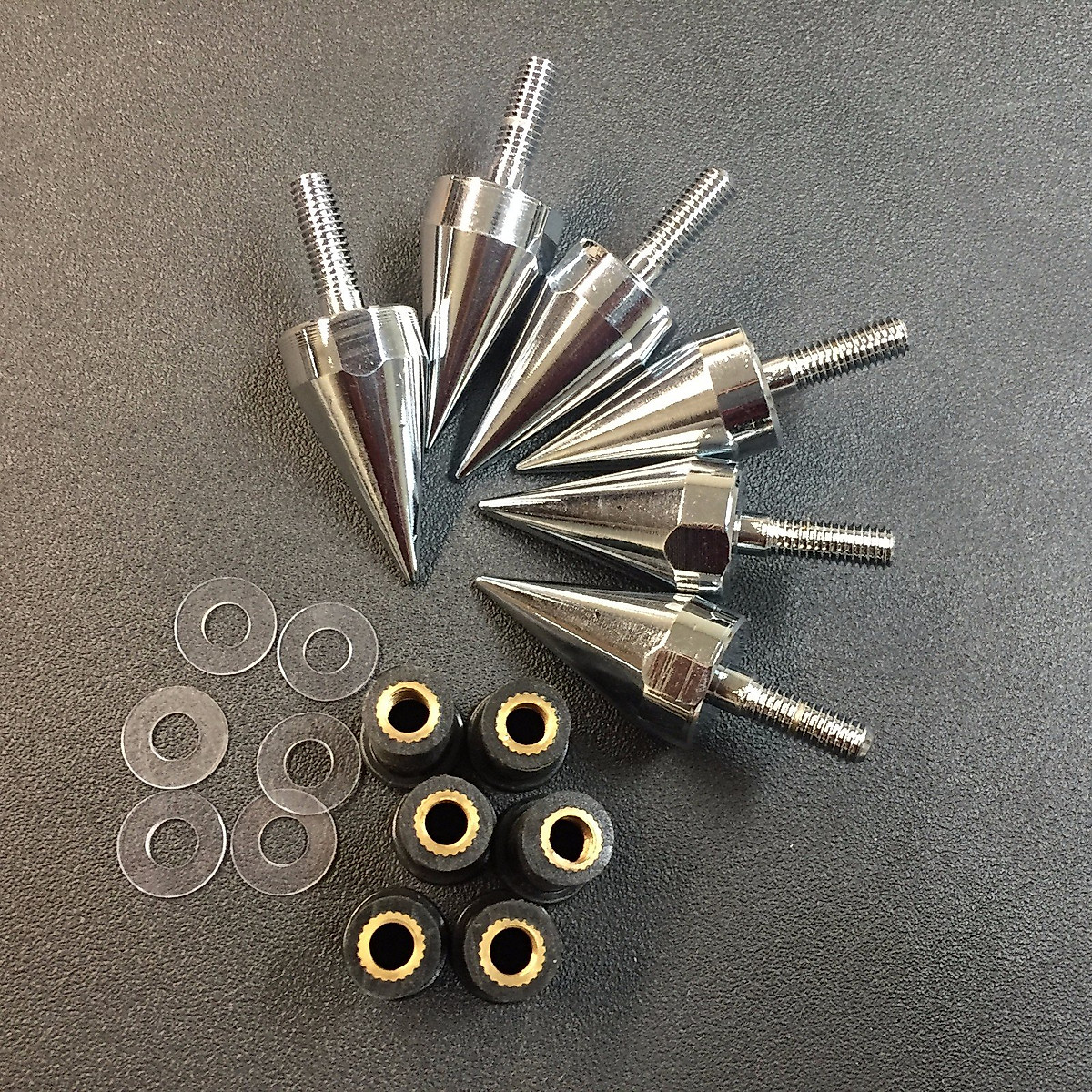 SEMT-Universal Chrome Motorcycle Spike Bolts with Mounting Parts Compatible with Windscreen Fairings License Plate [B074NVVQZD]