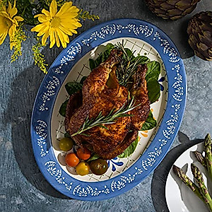 Laurie Gates by Gibson Hand Painted Tierra Mix and Match Dinnerware Set, Oval Platter (13.8"), Assorted