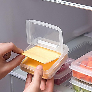 Elvaesther Cheese Container for Refrigerator, 2pcs Food Storage Cheese Box, Flip-top Butter Block Cheese Slice Storage Box, Fruit Vegetable Fresh-Keeping Organizer Containers with Lid Transparent
