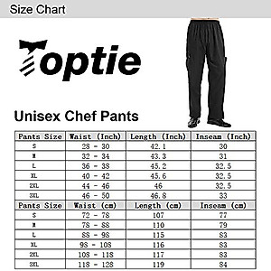 TopTie Men's Black Baggy Chef Pant with Elastic Waist, Lightweight