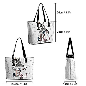 Womens Handbag Eiffel Tower Leather Tote Bag Top Handle Satchel Bags For Lady