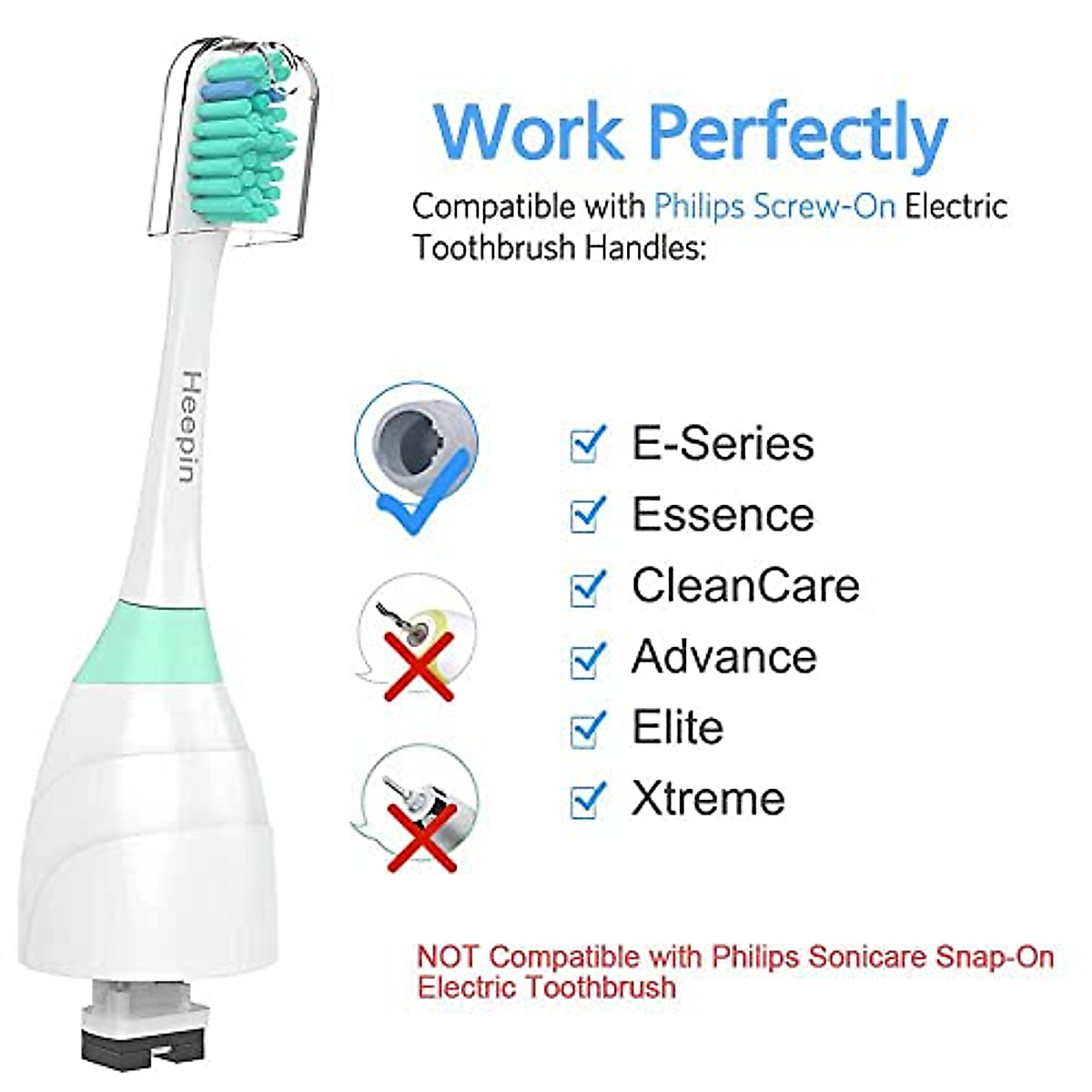 Replacment Brush Heads Compatible with Philips Sonicare E-Series Essence, Xtreme, Elite, Advance, and CleanCare Electric Toothbrush, Toothbrush Replacment Heads Refills, 6 Pack
