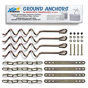 Lifetime 91028 Monkey Bar Adventure Swing Set - Earth Tone Colors & XDP Recreation 70113 Swing Set, Trampoline, & Patio Furniture Metal Ground Anchor Kit Hardware,Bronze