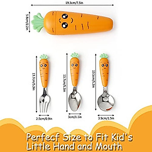 Toddler Utensils, FXFSTEEL Toddler Silverware Kids Spoons and Forks Set, Travel Utensils Flatware Set with Case for Kids, Toddler Cutlery includes Fork Spoon Grapefruit Spoon