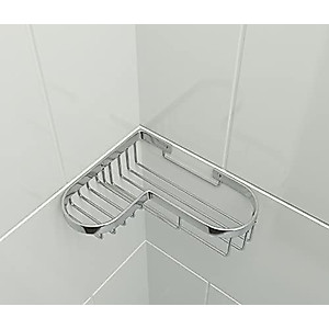 SANLIV Shower Caddy Basket,Corner Shower Shelf Soap Holder,Brass Wire Basket for Inside Shower Wall Storage Bathroom Organizer in Polished Chrome