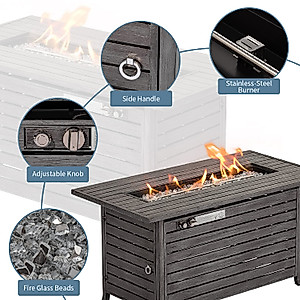 SUNBURY Outdoor Propane Fire Pit Table, 46 Inch Patio Gas Fire Table 40,000 BTU Auto-Ignition w Lid, Waterproof Cover, Glass Beads