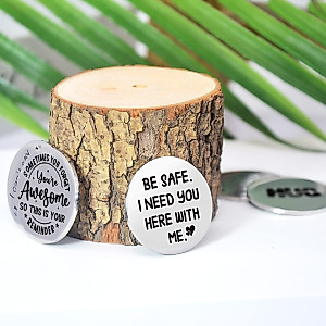 z-crange Be Safe I Need You Here With Me Pocket Hug Token Gift, Long Distance Relationship Keepsake Stainless Steel Double Sided, Valentines day Pocket Hug Token Gift for Boyfriend Husband Dad