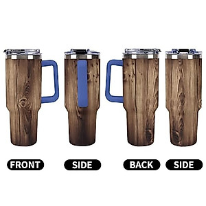 WYUSPGK 40oz Stainless Steel Car Mug, Wood Grain Print Travel Mug, Double-Wall Insulated with Straw, Perfect for Car, Office, Outdoor