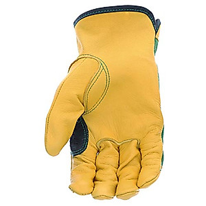 John Deere JD00008-XL Men's Top Grain Deerskin Leather Driver Gloves, Abrasion Resistant, Tan, Water Resistant, Green, X-Large