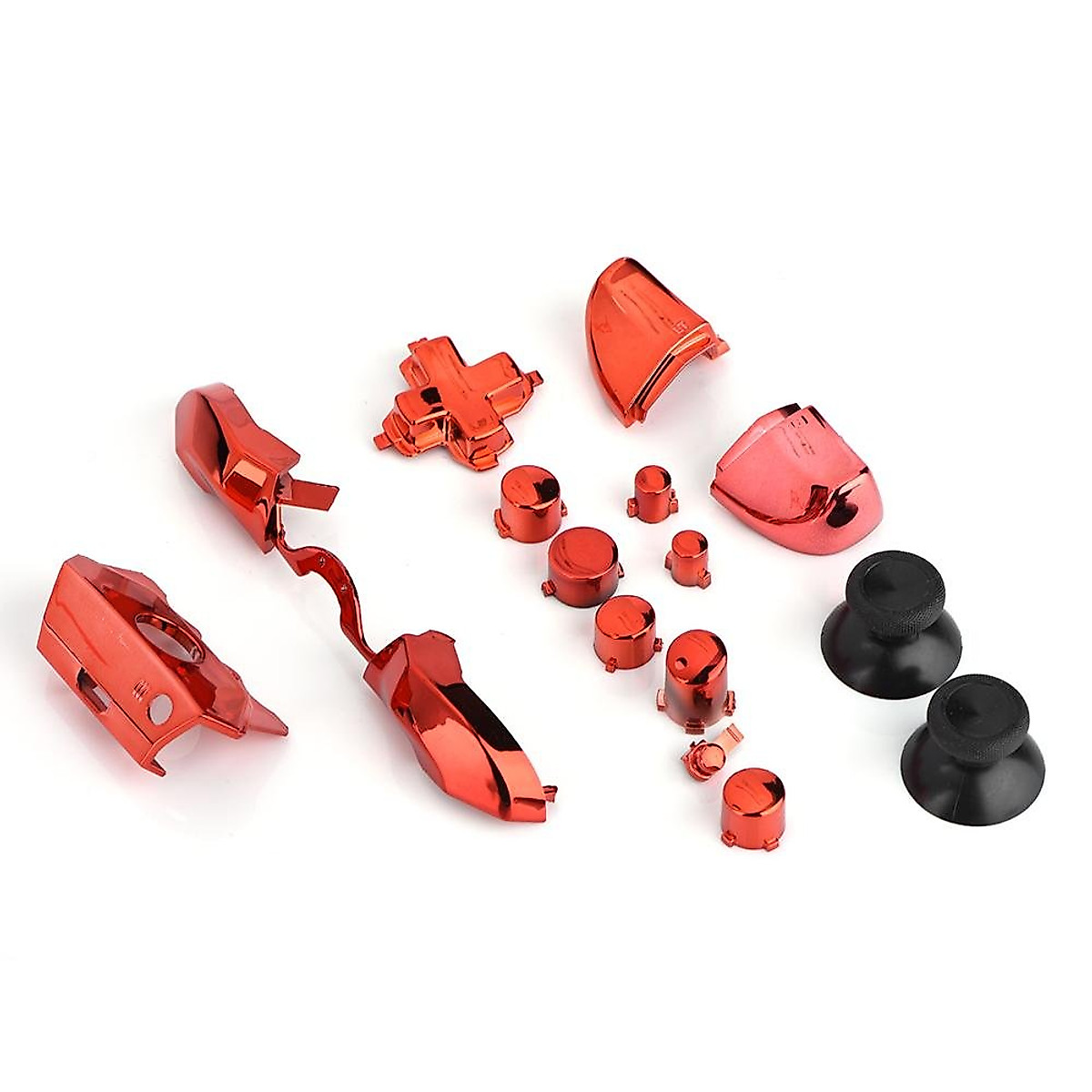 Pomya Full Button Set, RT/LT RB/LB Dpad ABXY Buttons Strat/Back Sync Buttons for Microsoft Xbox One Controller 3.5mm Jack, Blue Red (Red)