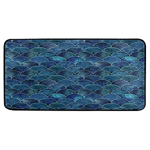 Kitchen Rugs Fish Mermaid Scales Non-Slip Kitchen Mats Bath Runner Rug Doormats Area Mat Rugs Carpet for Home Decor 39" X 20"