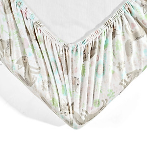 Lush Decor Baby Pixie Fox Soft & Plush Fitted Crib Sheet, 2 Pack, Multi, 28" W x 52" L + 9" Pocket - Baby Bedding - Geometric, Floral & Fox Crib Sheets - Woodland Nursery Decor - Baby Shower Presents