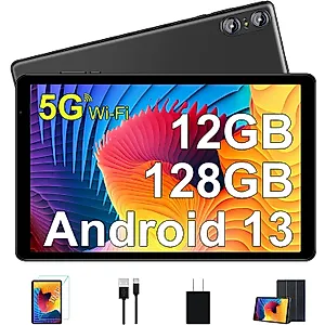 SEBBE Android 11 Tablet, 2023 2 in 1 Tablets, 10.36 Inch HD Display, 2.0 GHz, Octa-Core, 4GB RAM+64GB ROM(Up to 256G), 8000 mAh Battery, 5G+2.4G WiFi Tableta with Keyboard - Gray
