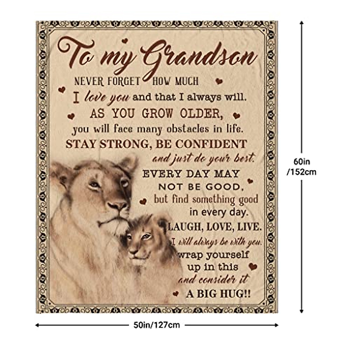 Muxuten Grandson Gifts Blanket - Grandson Gifts from Grandma - Gifts for Grandson - Grandson Gifts from Grandpa/Nana - Grandson Birthday Gift - Graduation Party Gift Ideas Decor Throw Blankets 60"X50"