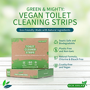 Natural Toilet Bowl Cleaner Strips, Eco-friendly, Non-toxic, Septic Safe, Removes Odors & Stains, Plastic-free, Natural Toilet Bowl Cleaner for Quick and Easy Cleaning, Toilet Fresheners (60 count)