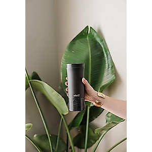 Ello Miri 16oz Vacuum Insulated Stainless Steel Travel Mug, Leak-Proof Slider Lid, Keeps Hot for 5 Hours, Perfect for Coffee or Tea, BPA-Free, Fits Most Cupholders, Holiday Gift, Black