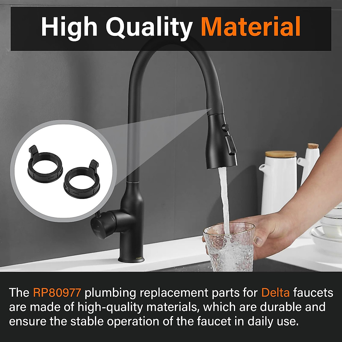 RP80977 Magnet Faucet Magnetic Ring Replacement Kit for Delta Kitchen Faucet, Plumbing Replacement Parts (2Pcs)