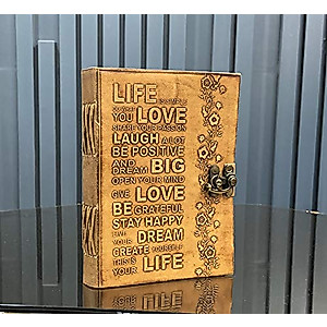 Leather Journal, Leather Journal for Men, Leather Journal for Women, Leather Sketchbook, Leather Notebook, Leather Blank Book (5 x 7 Love Emboss Journal)