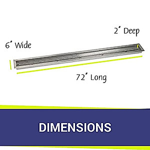 American Fireglass 72" X 6" Stainless Steel Linear Drop-in Fire Pit Pan (T-Burner Included)