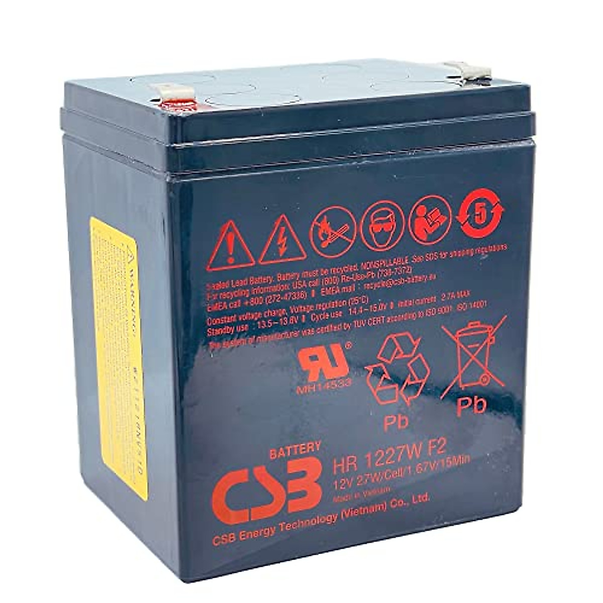 CSB HR1227W F2 12 Volt 27 Watt SLA Sealed Lead Acid Battery