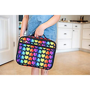 Wildkin Kids Insulated Lunch Box Bag for Boys & Girls, Reusable Kids Lunch Box is Perfect for Elementary, Ideal Size for Packing Hot or Cold Snacks for School & Travel Bento Bags (Rainbow Hearts)