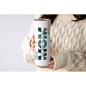 20oz Skinny Tumbler Best Mom Ever Personalized - Stainless Steel Double Wall Insulated Cup With Lid And Straw (Green)