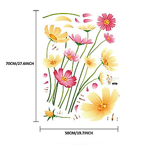 Chrysanthemums Flowers Butterflies Dragonflies Wall Decal Garden PVC Home Sticker House Vinyl Paper Decoration WallPaper Living Room Bedroom Kitchen Art Picture DIY Murals Girls Boys kids Nursery Baby