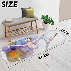 Tavisto Ballerina Girl Fluffy Oval Shaggy Rugs for Bedroom Aesthetic Plush Floor Mat - Soft and Absorbent - Ideal for Living Room,Home Decor, and Playrooms
