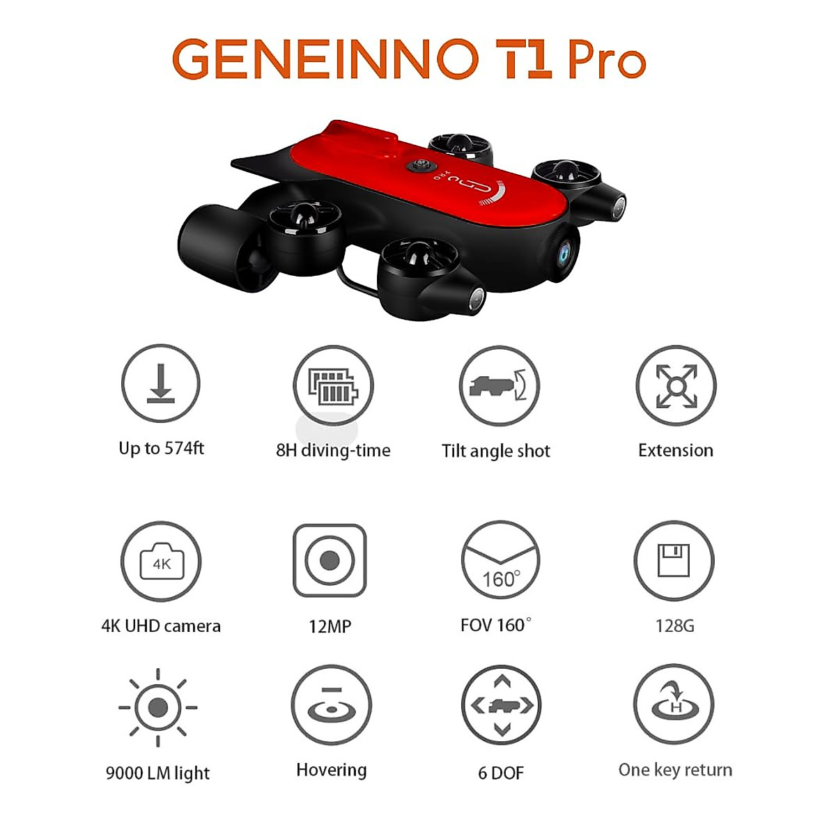 200M Underwater Drone ROV Robot with 4K UHD Action Camera Remote Control Shooting Under Water Camera Unmanned Submarine for Diving Fishing (200m)